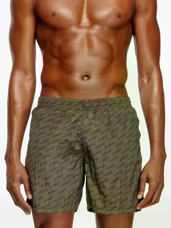 DIESEL® Monogrammed Swim Shorts - Green