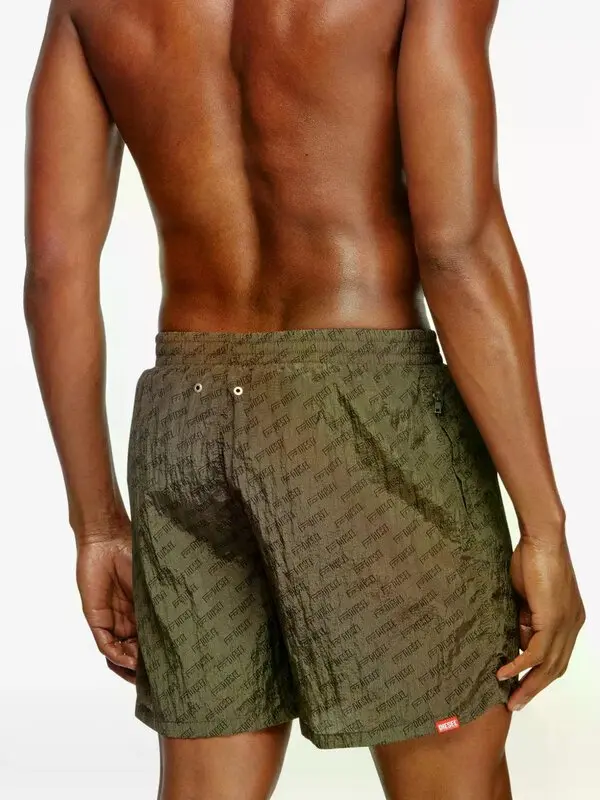 DIESEL® Monogrammed Swim Shorts - Green