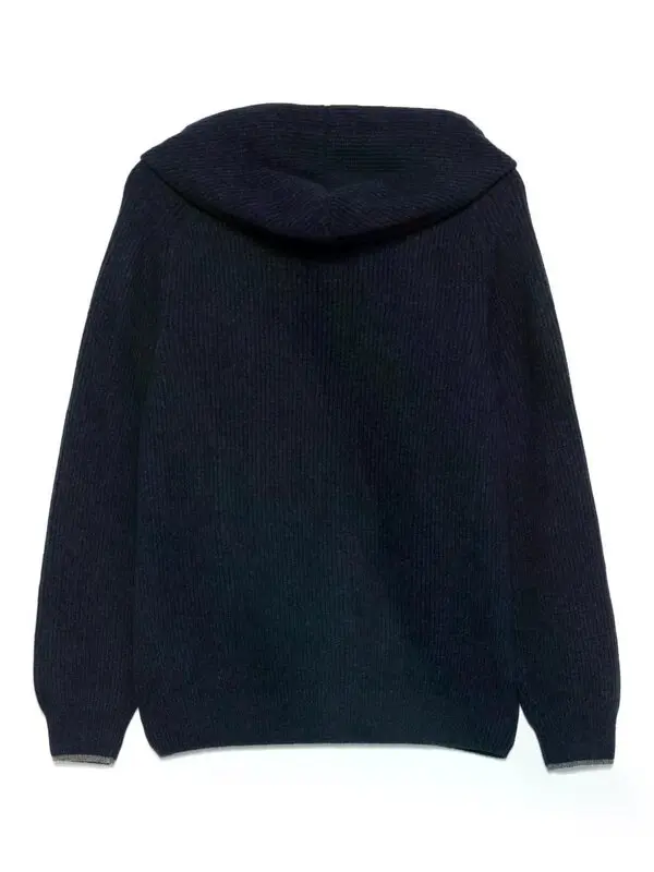 D4.0 Ribbed Knit Hooded Cardigan