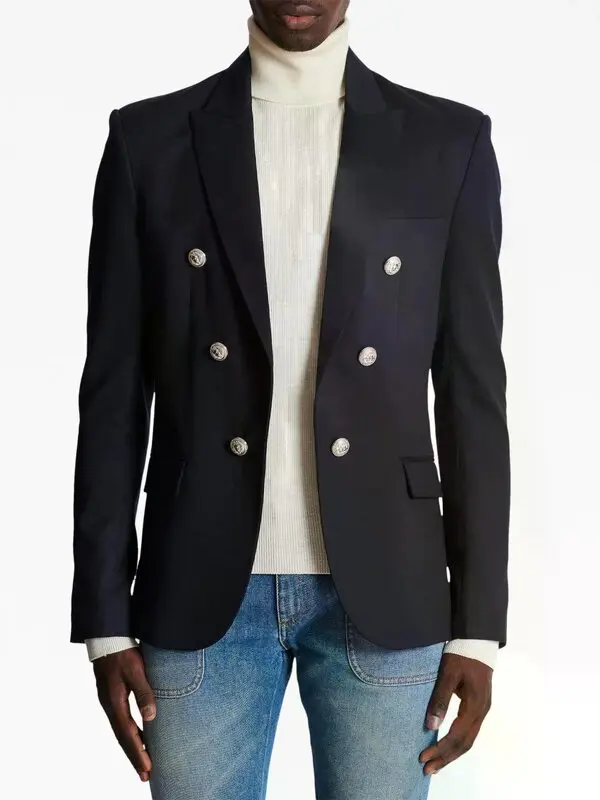 Balmain Button-detailed Wool Blazer - Blue