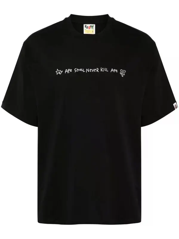 A BATHING APE Hand Drawn Logo T-shirt - Black