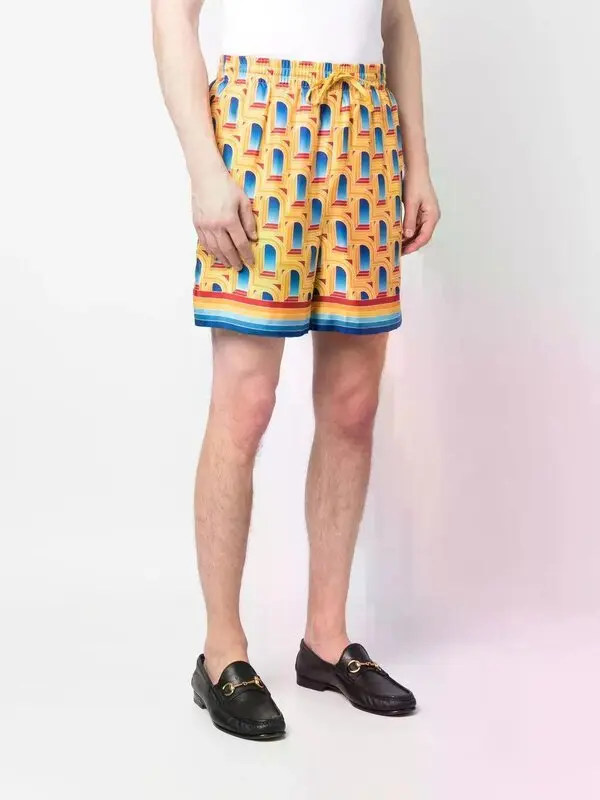 Casablanca L'arche De Jour Silk Shorts - Yellow