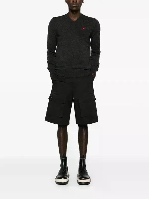 Play Comme Des Garcon Heart-patch Wool Jumper - Grey