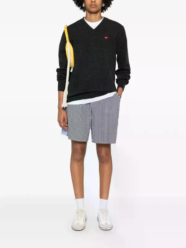 Play Comme Des Garcon Heart-patch Wool Jumper - Grey