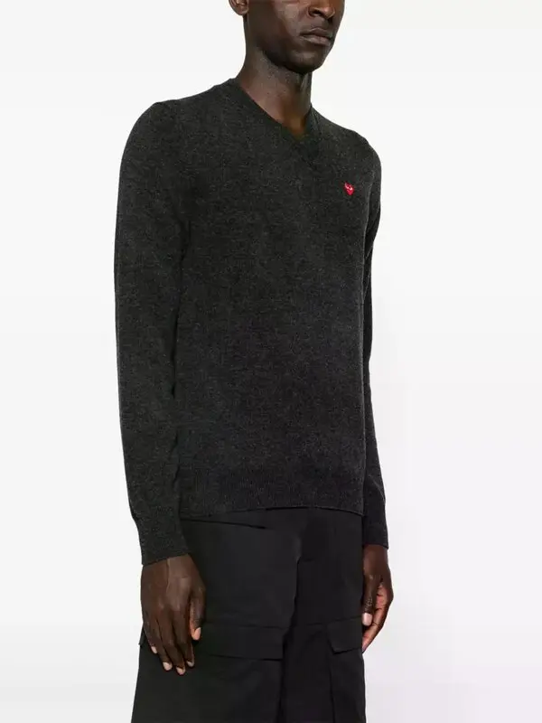 Play Comme Des Garcon Heart-patch Wool Jumper - Grey