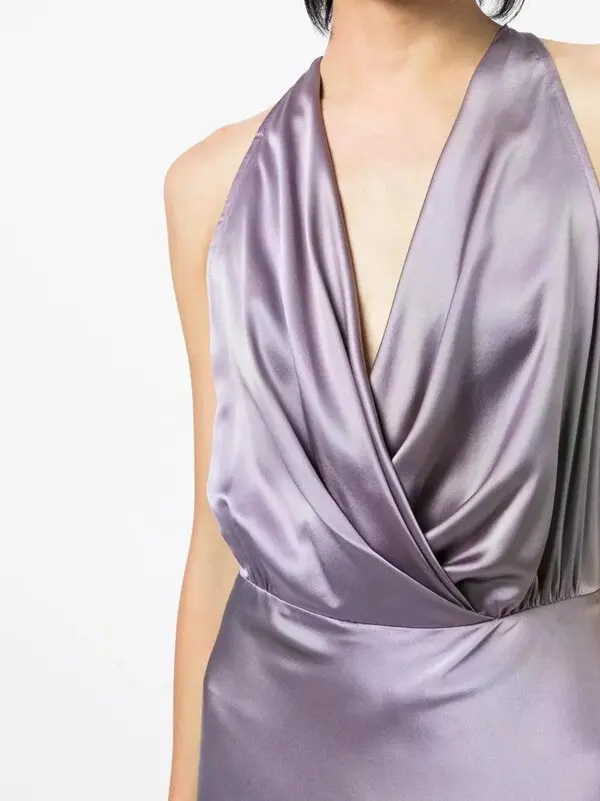 Michelle Mason Draped Halterneck Gown - Purple