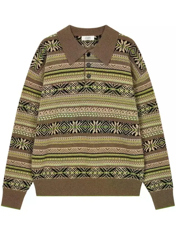 STUDIO TOMBOY Intarsia-knit Polo Top