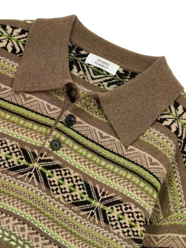 STUDIO TOMBOY Intarsia-knit Polo Top