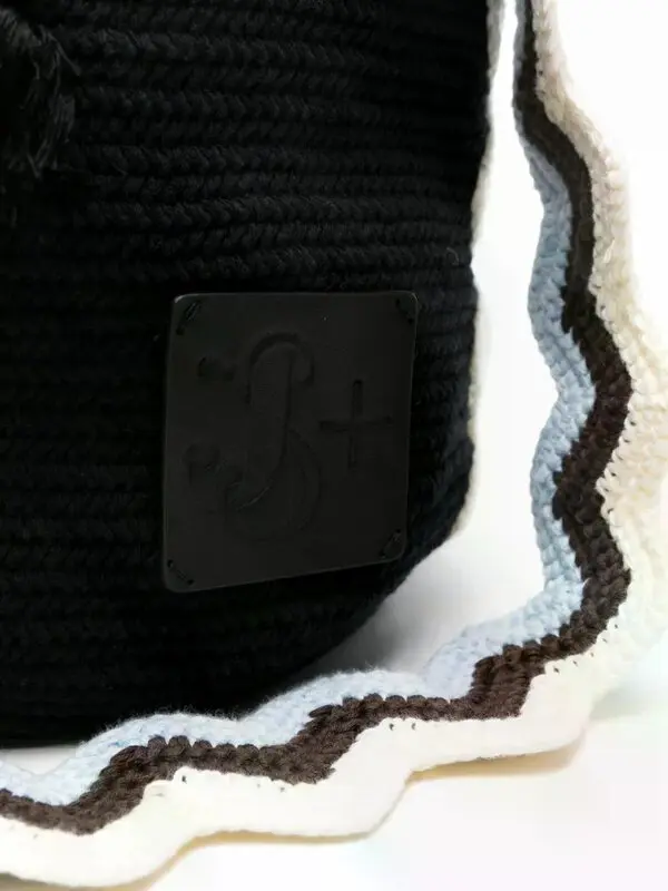 JIL SANDER Zigzag-stripe Knitted Bucket Bag