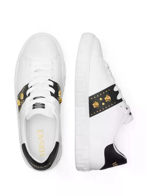 Versace Greca Studded Low-top Sneakers - White