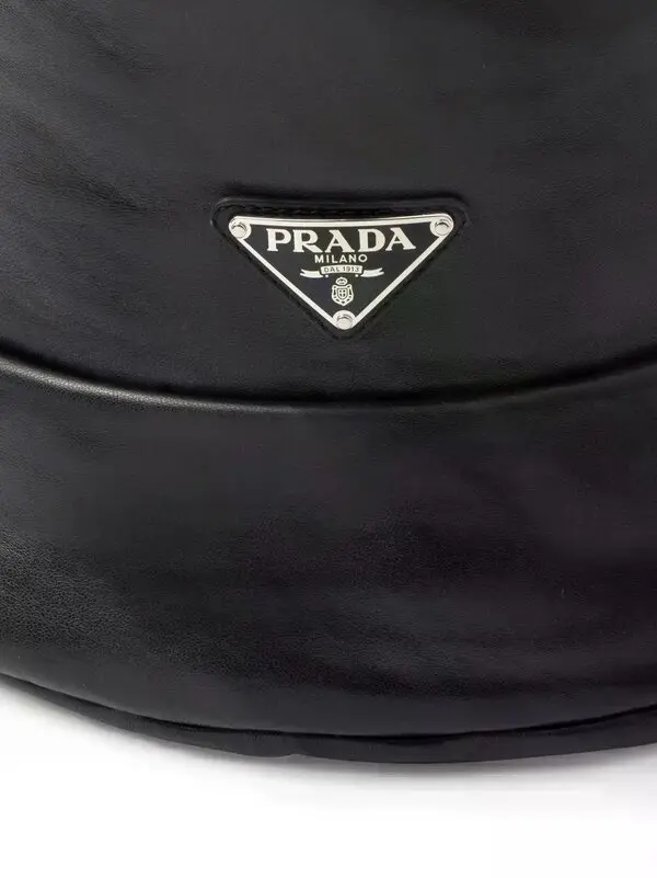 Prada Enamelled-logo Nappa Leather Bucket Hat