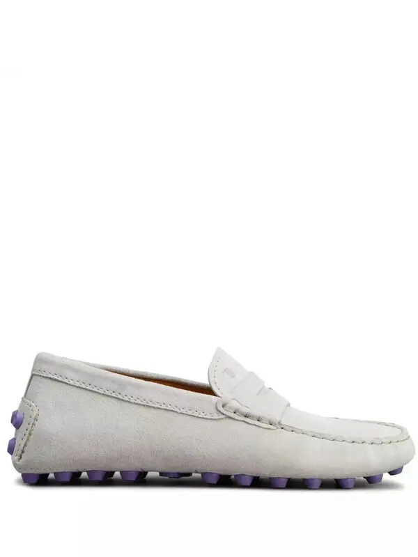 TOD'S Gommino Debossed Loafers - Grey