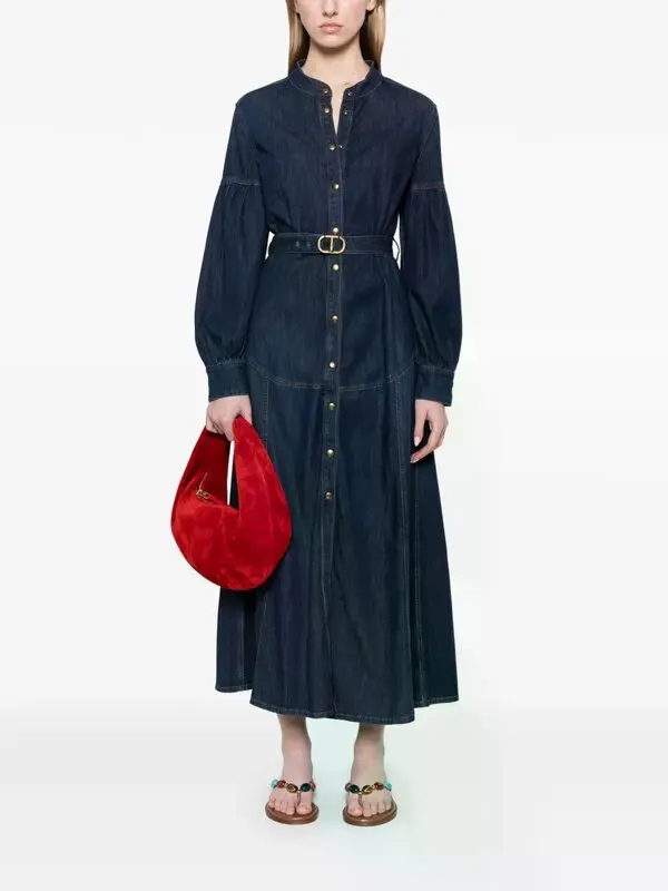 TWINSET Belted Denim Long Dress