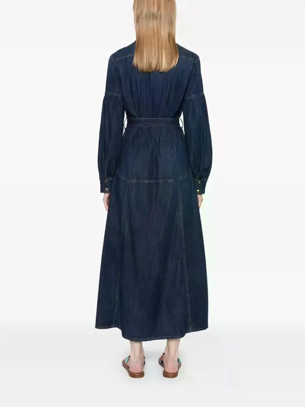 TWINSET Belted Denim Long Dress