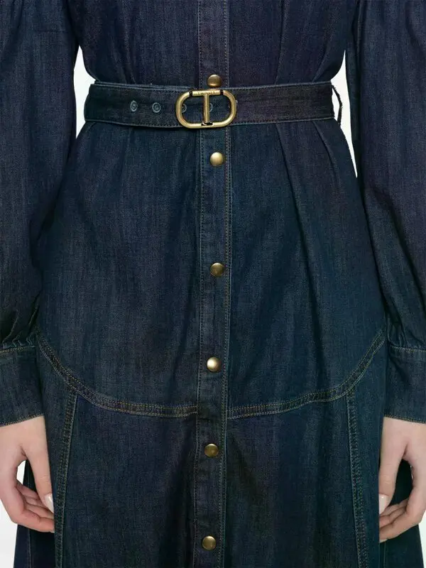TWINSET Belted Denim Long Dress