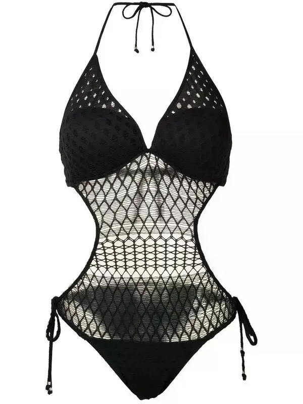 AMIR SLAMA Cut-out Mesh Swimsuit - Black