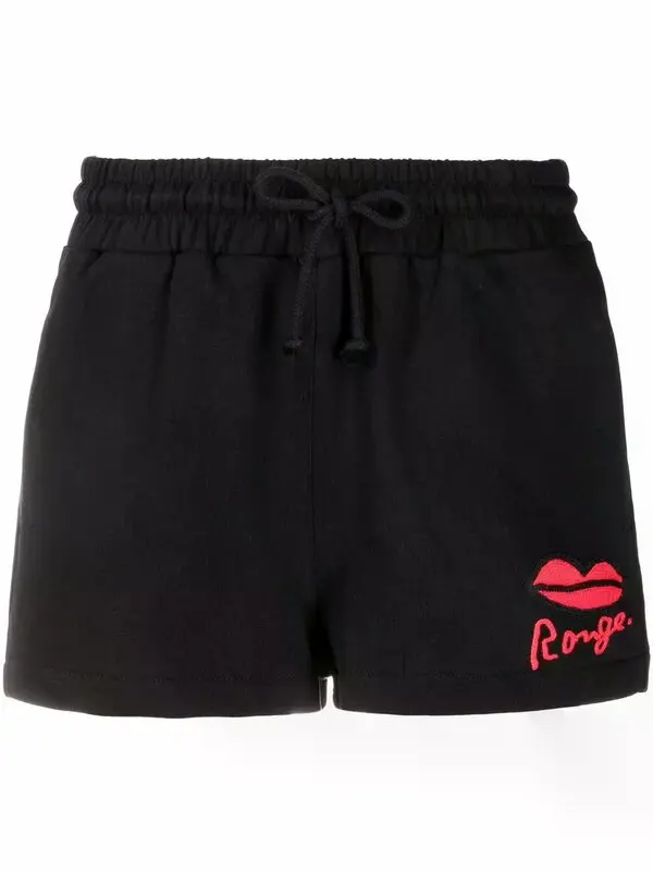 Sonia Rykiel Paris Rouge-print Track Shorts - Black
