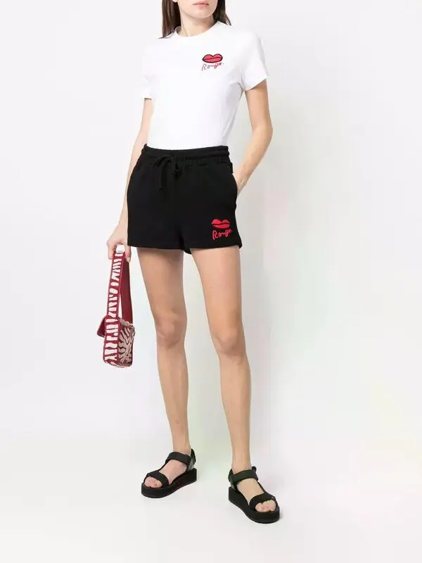 Sonia Rykiel Paris Rouge-print Track Shorts - Black