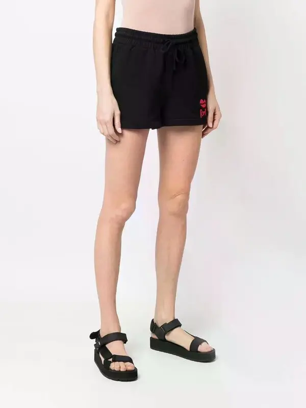Sonia Rykiel Paris Rouge-print Track Shorts - Black