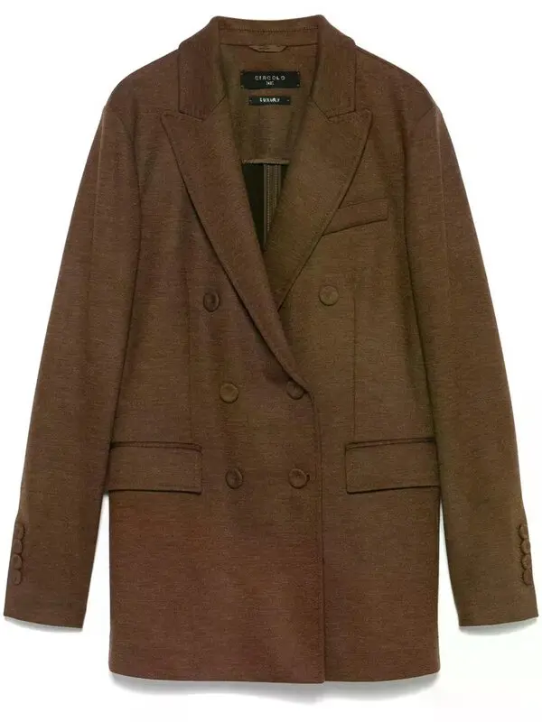 CIRCOLO 1901 Double-breasted Virgin Wool-blend Blazer - Brown