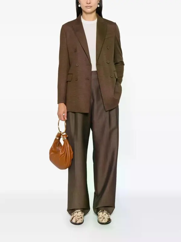 CIRCOLO 1901 Double-breasted Virgin Wool-blend Blazer - Brown