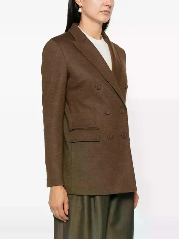 CIRCOLO 1901 Double-breasted Virgin Wool-blend Blazer - Brown