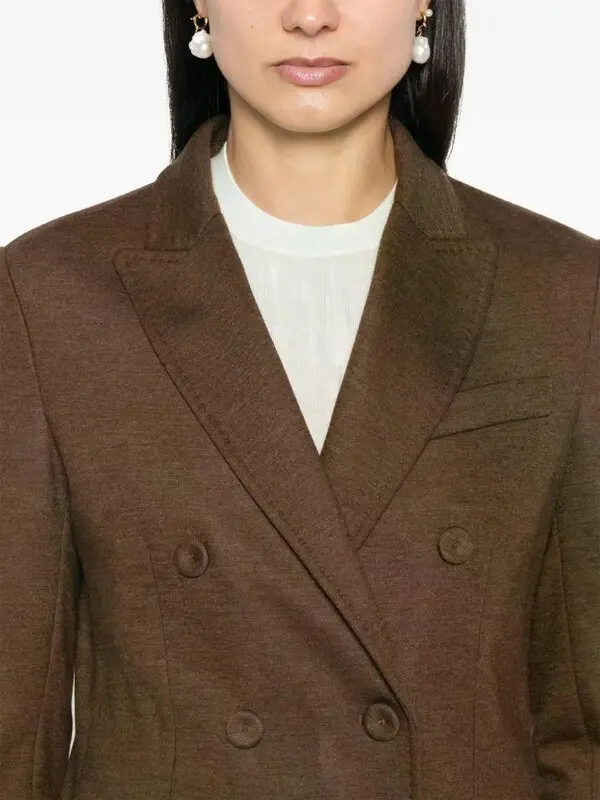 CIRCOLO 1901 Double-breasted Virgin Wool-blend Blazer - Brown