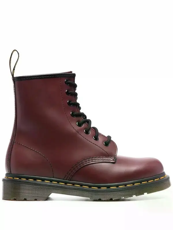 Dr. Martens Lace-up Leather Boots - Red