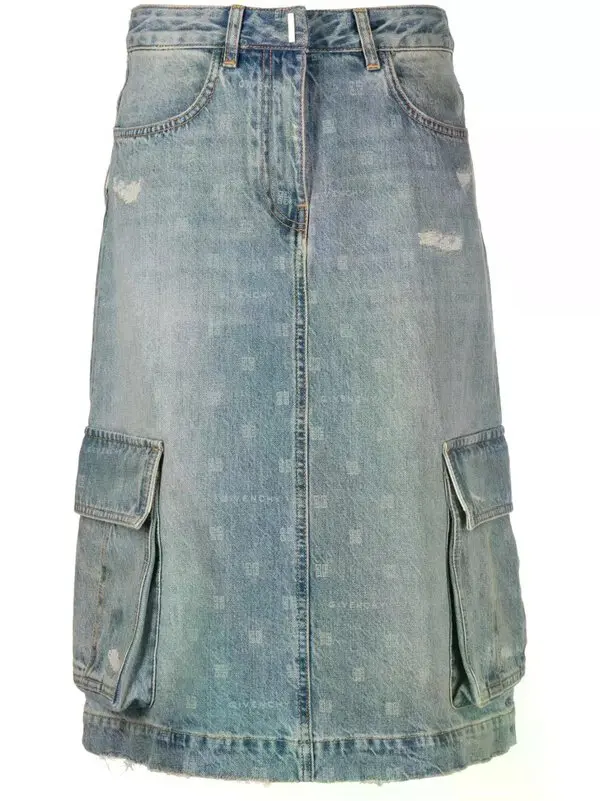 Givenchy Monogram-print Denim Cargo Skirt
