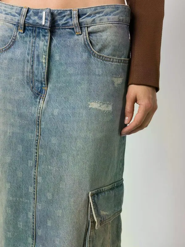 Givenchy Monogram-print Denim Cargo Skirt