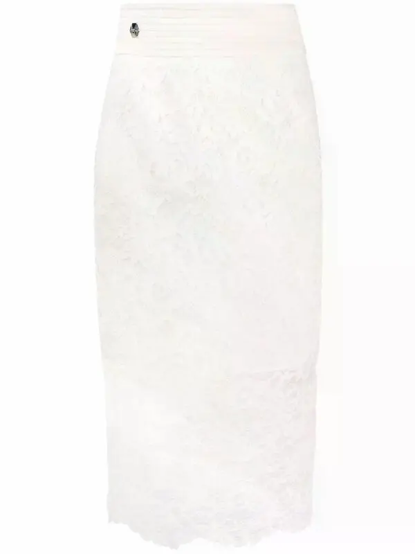 Philipp Plein Lace Midi Skirt - Neutrals