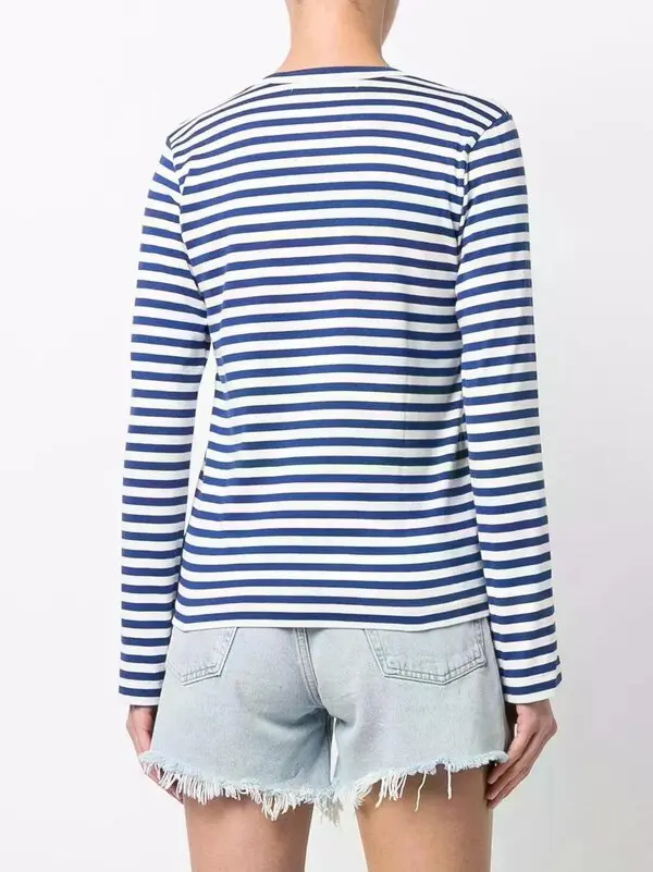 Play Comme Des Garcon Heart-patch Striped T-shirt