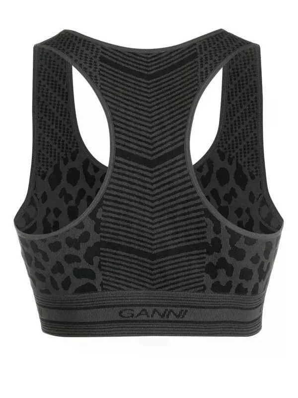 GANNI Leopard-print Racerback Bralette