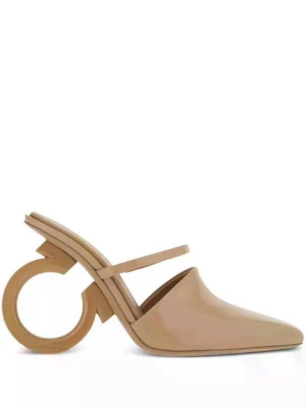 FERRAGAMO Elina 75mm Sculptural Heel Mules