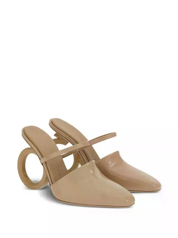 FERRAGAMO Elina 75mm Sculptural Heel Mules