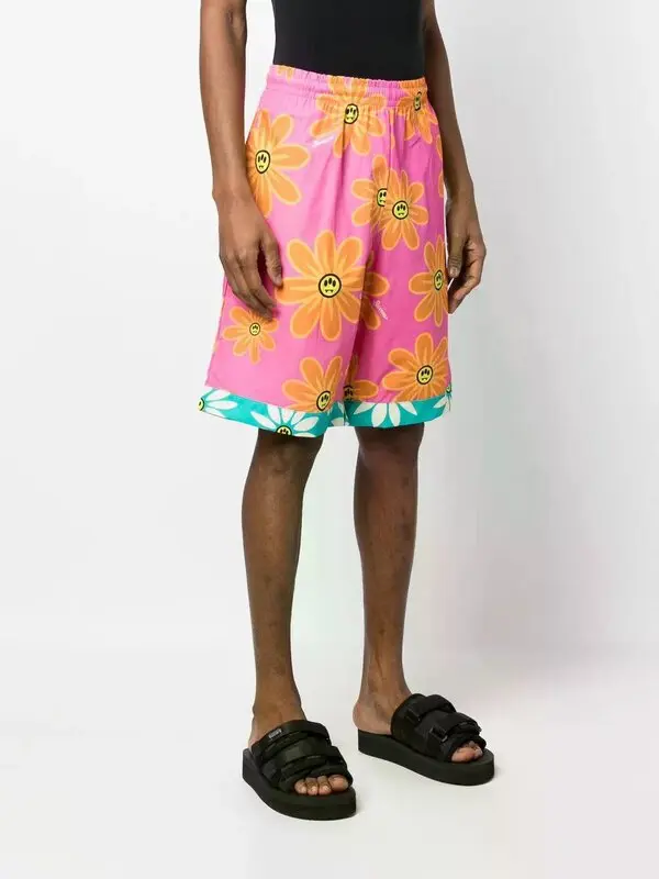 BARROW Logo And Floral-print Cotton Shorts