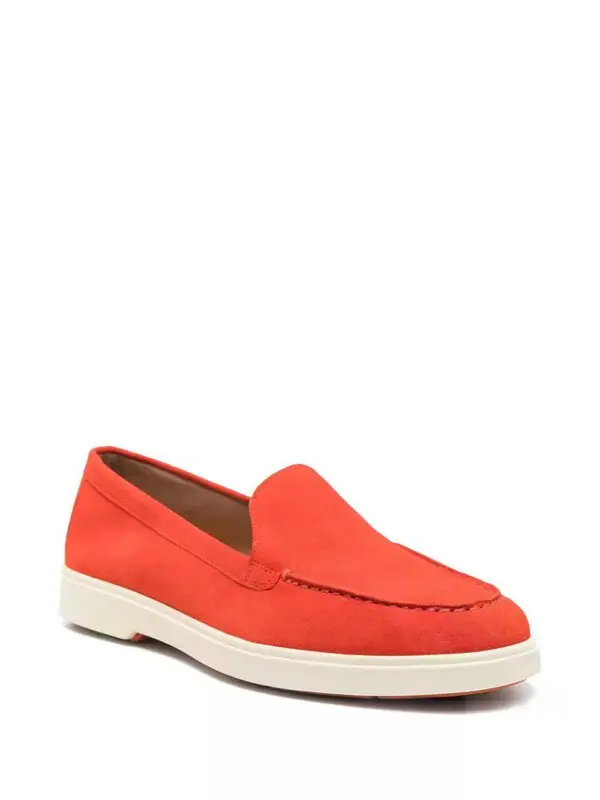 Santoni Suede Loafers - Red
