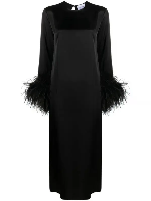 Sleeper Suzi Feather-cuffs Maxi Dress