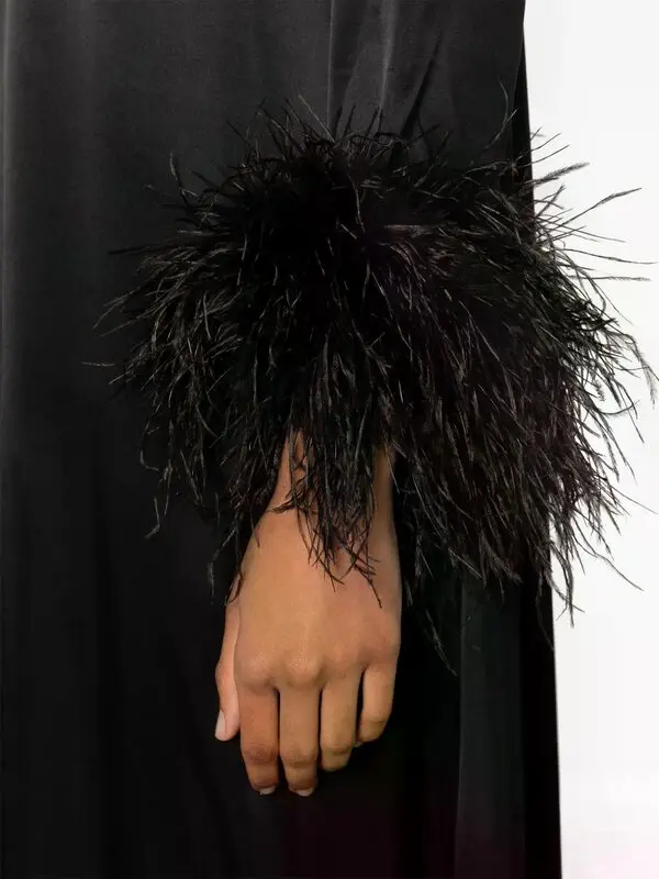Sleeper Suzi Feather-cuffs Maxi Dress