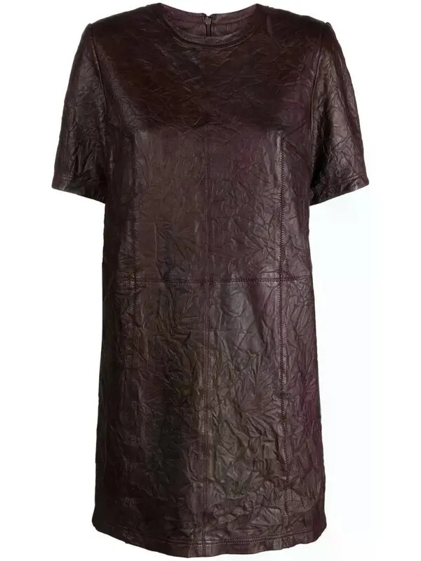 Zadig&Voltaire Riddy Creased Leather Minidress - Brown