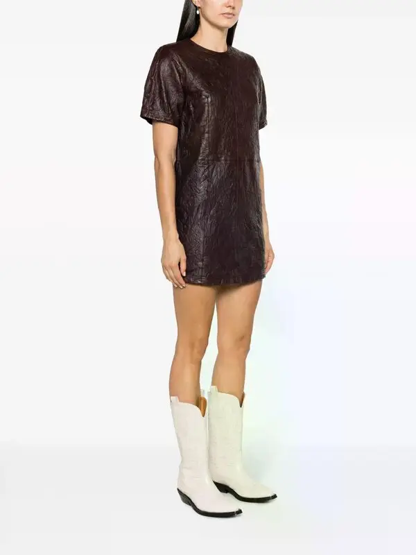 Zadig&Voltaire Riddy Creased Leather Minidress - Brown