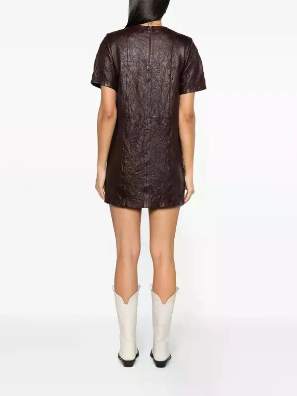 Zadig&Voltaire Riddy Creased Leather Minidress - Brown