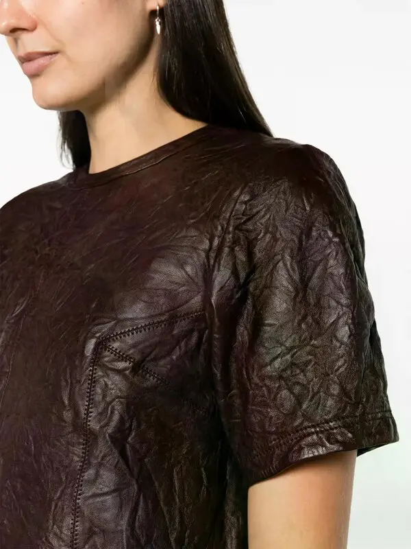 Zadig&Voltaire Riddy Creased Leather Minidress - Brown
