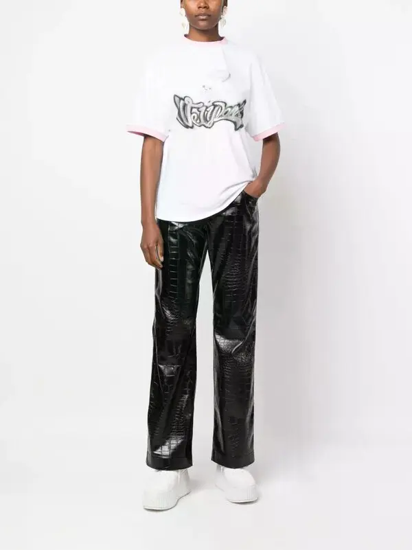 MSGM Embossed Crocodile Effect Straight-leg Trousers
