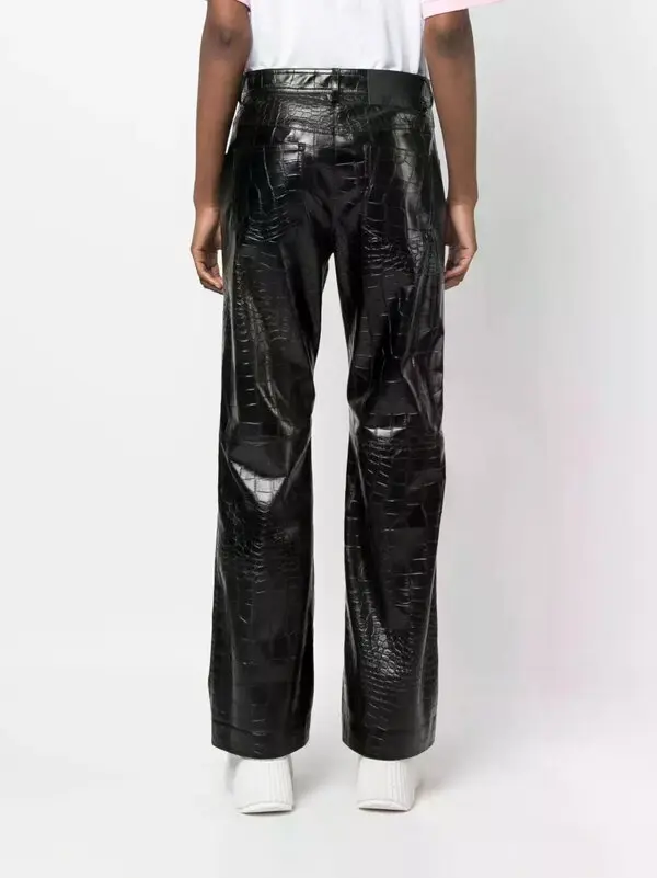 MSGM Embossed Crocodile Effect Straight-leg Trousers