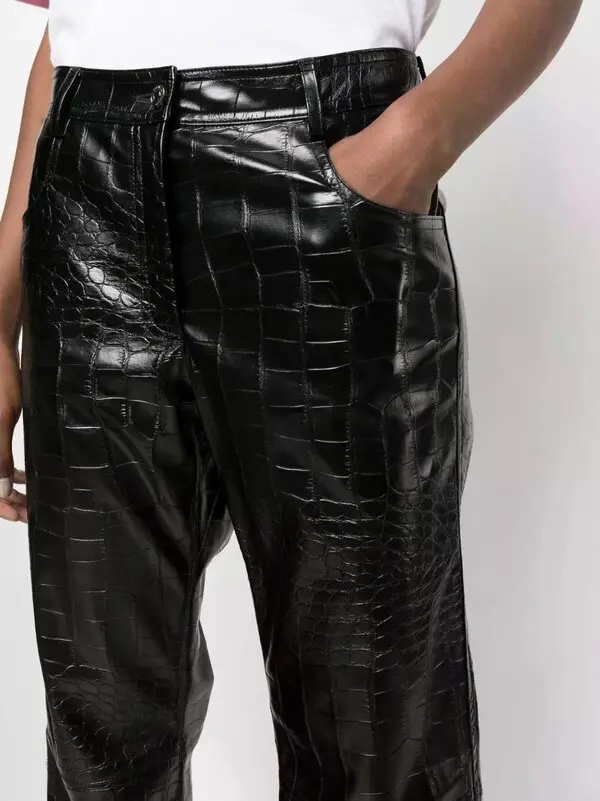 MSGM Embossed Crocodile Effect Straight-leg Trousers
