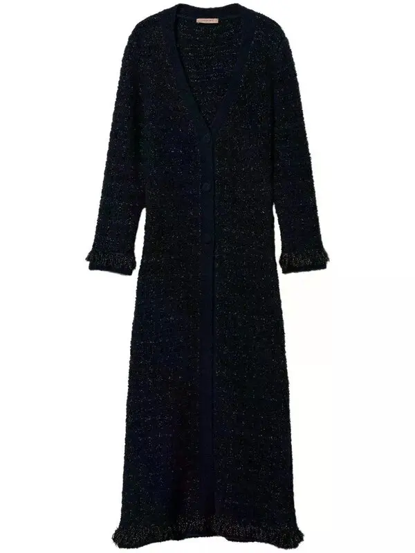 TWINSET Checked Jacquard Maxi Cardigan