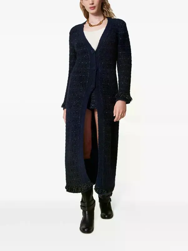 TWINSET Checked Jacquard Maxi Cardigan