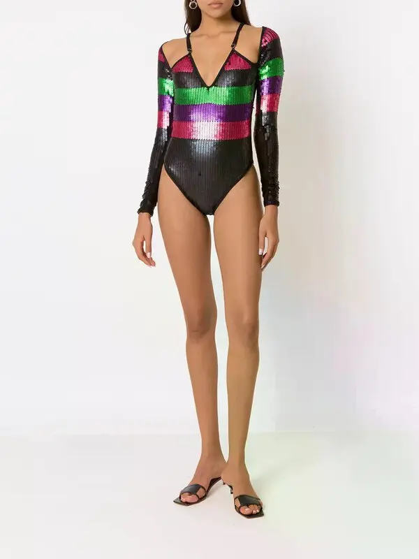 AMIR SLAMA Sequin Cut-out One-piece Swimsuit