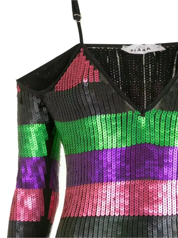 AMIR SLAMA Sequin Cut-out One-piece Swimsuit